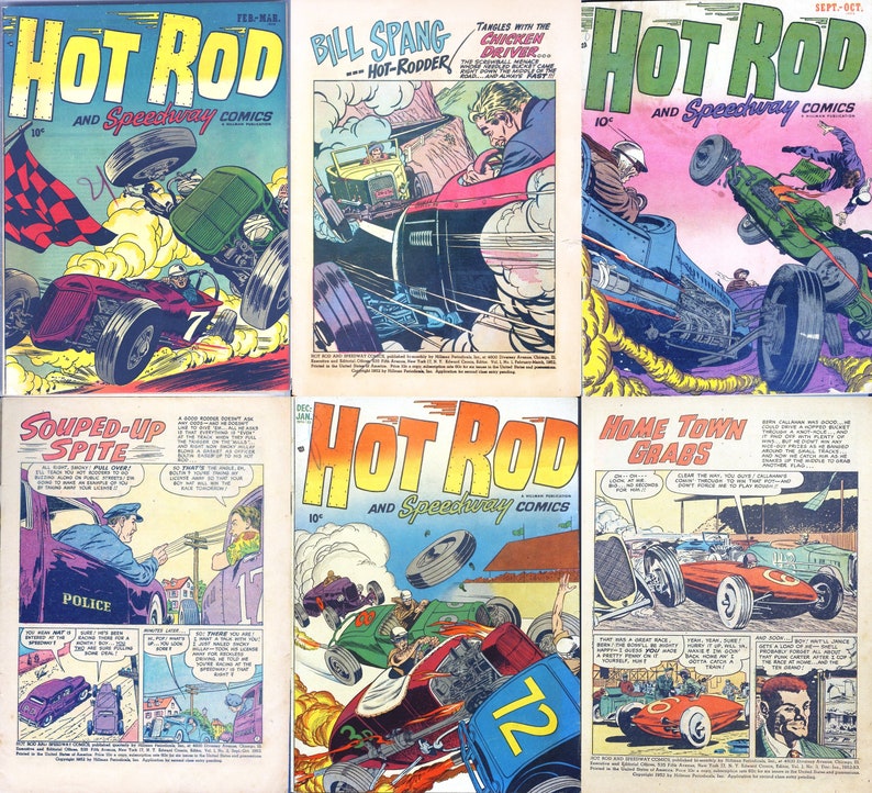 Vintage Racing Comics - Hot Rod and Speedway and Speed Demons. 9 Issues ...