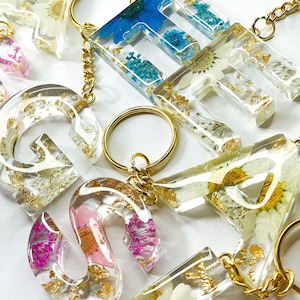 Floral Key Ring, Personalised Resin Key Ring, Custom Floral Key Ring ...