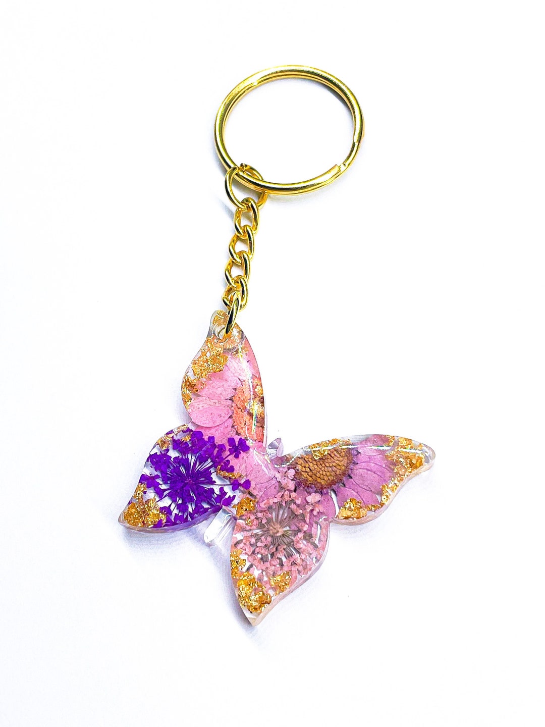 Floral Butterfly Key Chain, Butterfly Key Ring, Floral Key Chain ...