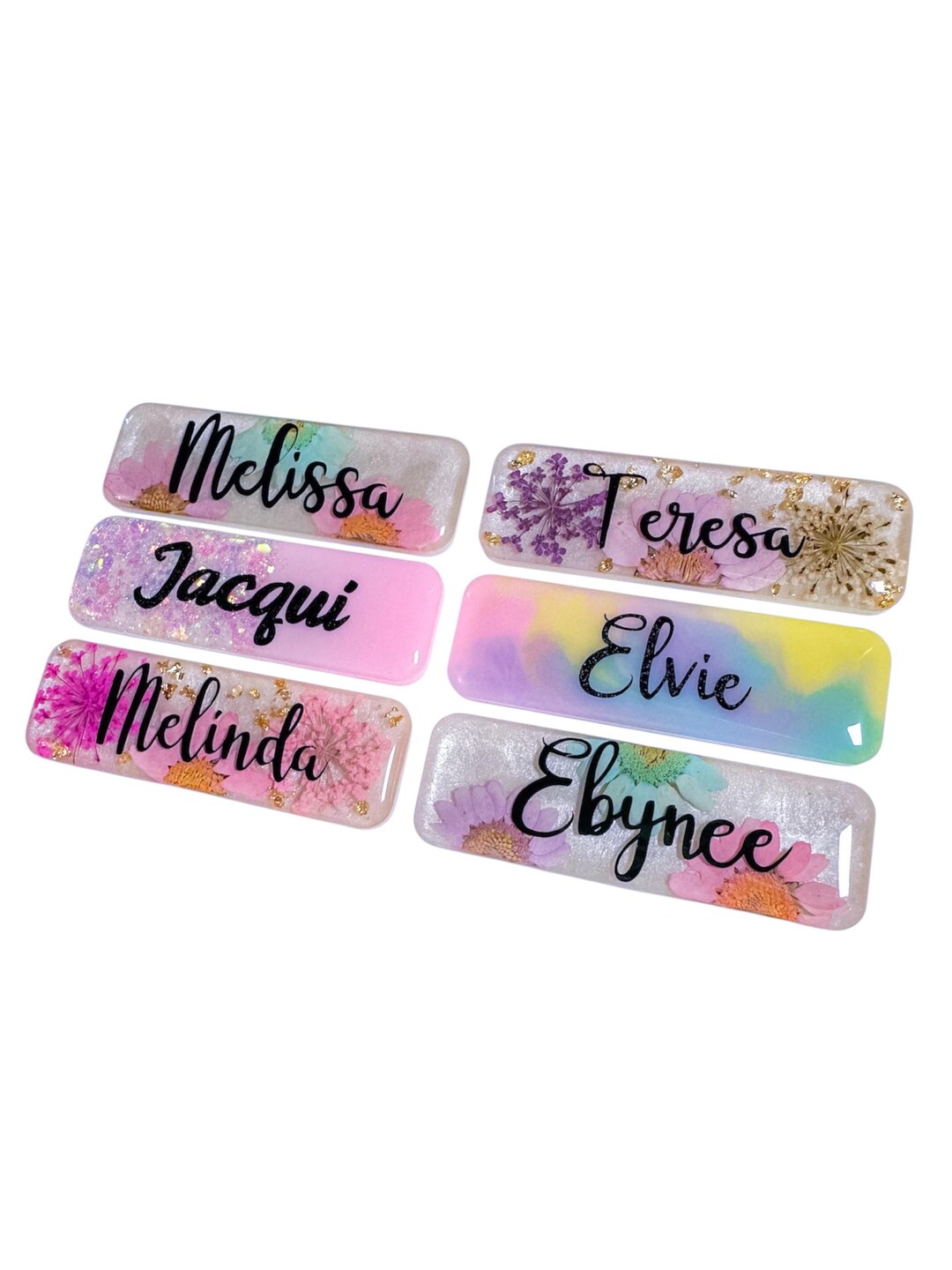 Floral Resin Nurse Name Badge, Custom Magnetic or Pin Back Name Tag for ...