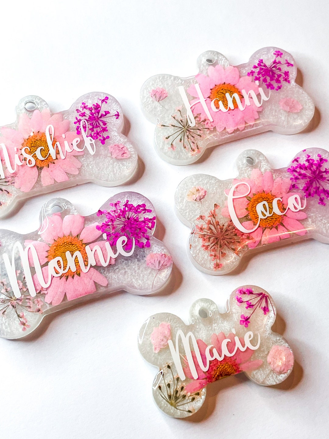 Resin Dog Tags, Resin Pet Tags, Floral Dog Tags, Custom Dog Tags ...