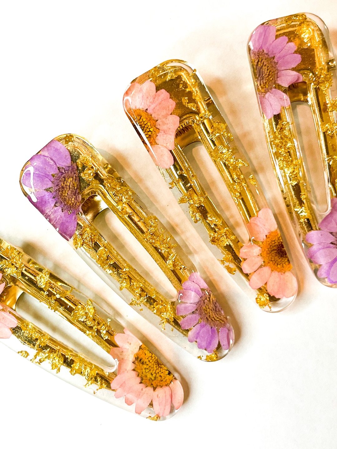 Handmade Resin Floral Hair Clip Set (7cm) - Etsy Australia