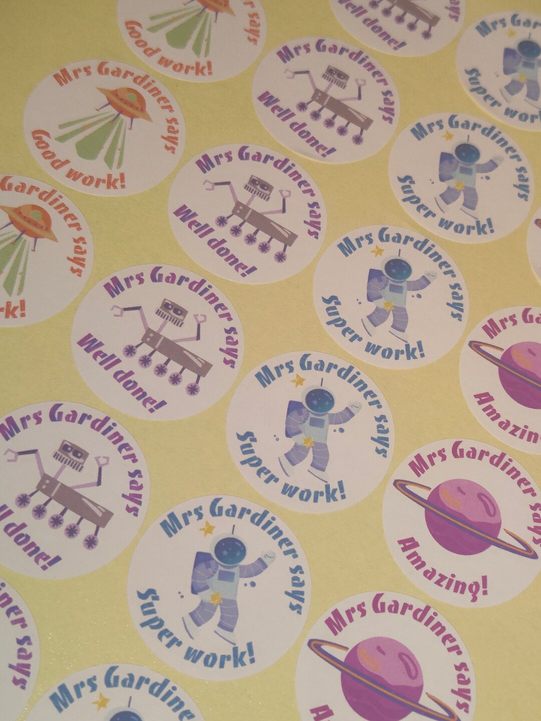 Personalised Teacher Stickers, Custom Stickers, Space Stickers, Robot ...