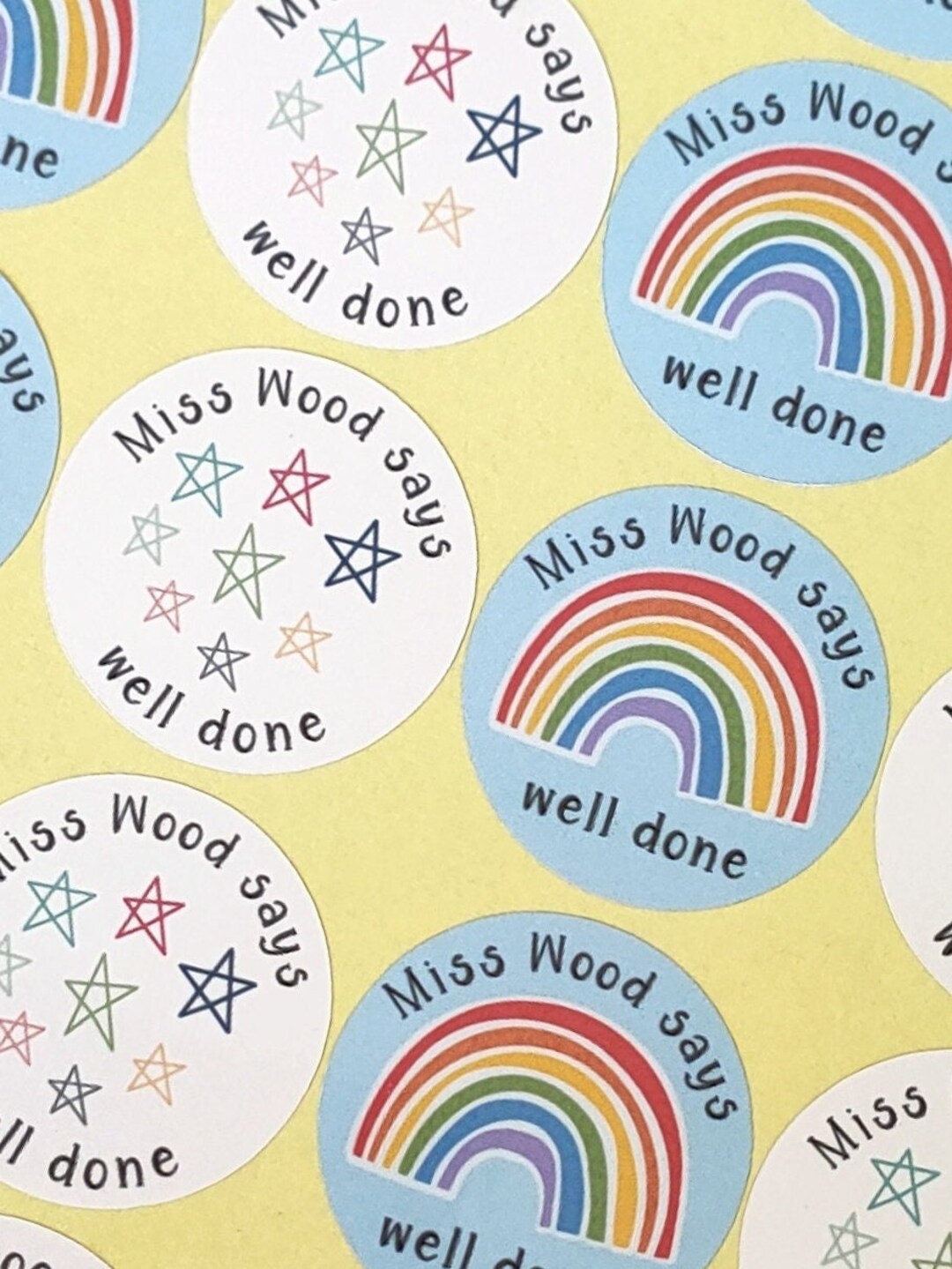 Personalised Teacher Stickers, Custom Sticker, Rainbow Stickers, Star ...