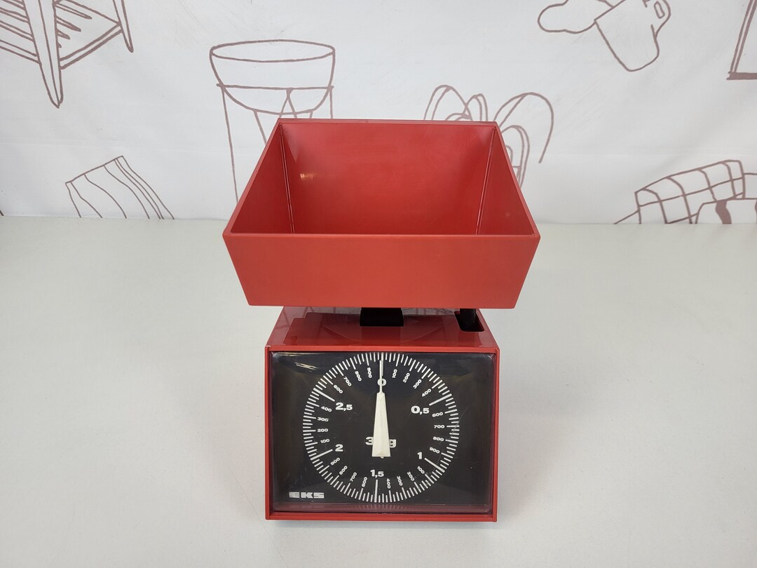 Vintage Scale Red by EKS, 70s Kitchen Decor, Retro Kitchen Scale up to ...