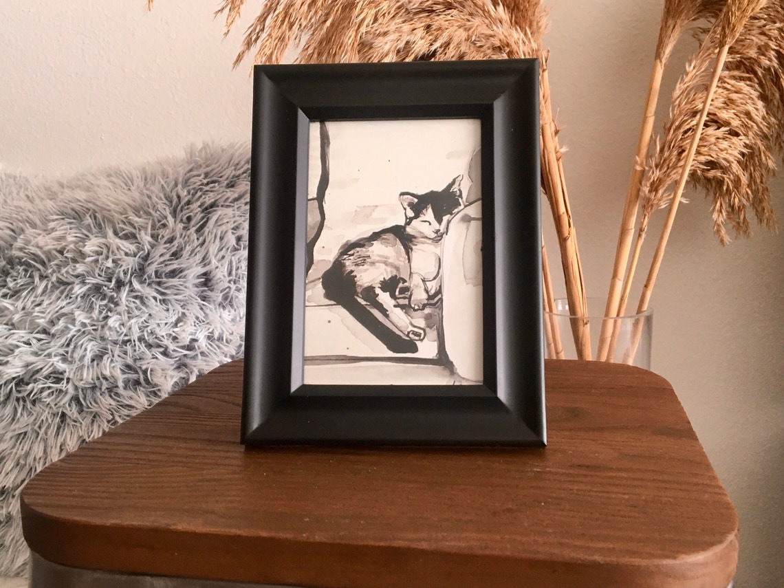 Napping Cat Art Print - Etsy