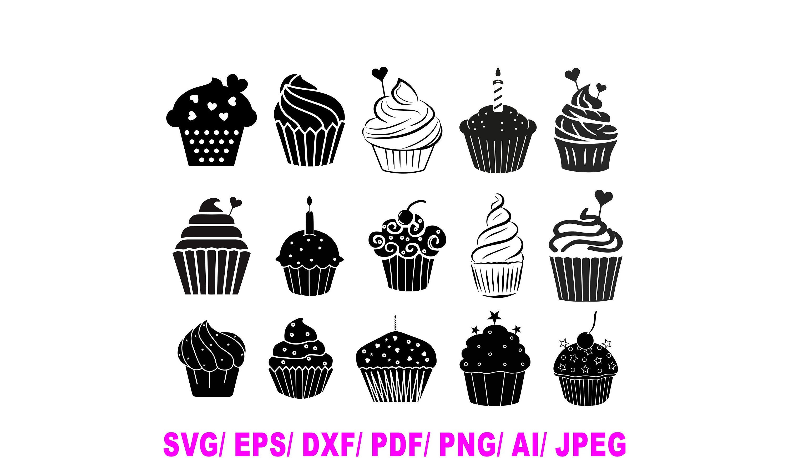 Cupcake SVG Bundle Cupcake Svg Birthday Cupcake SVG Cupcake - Etsy