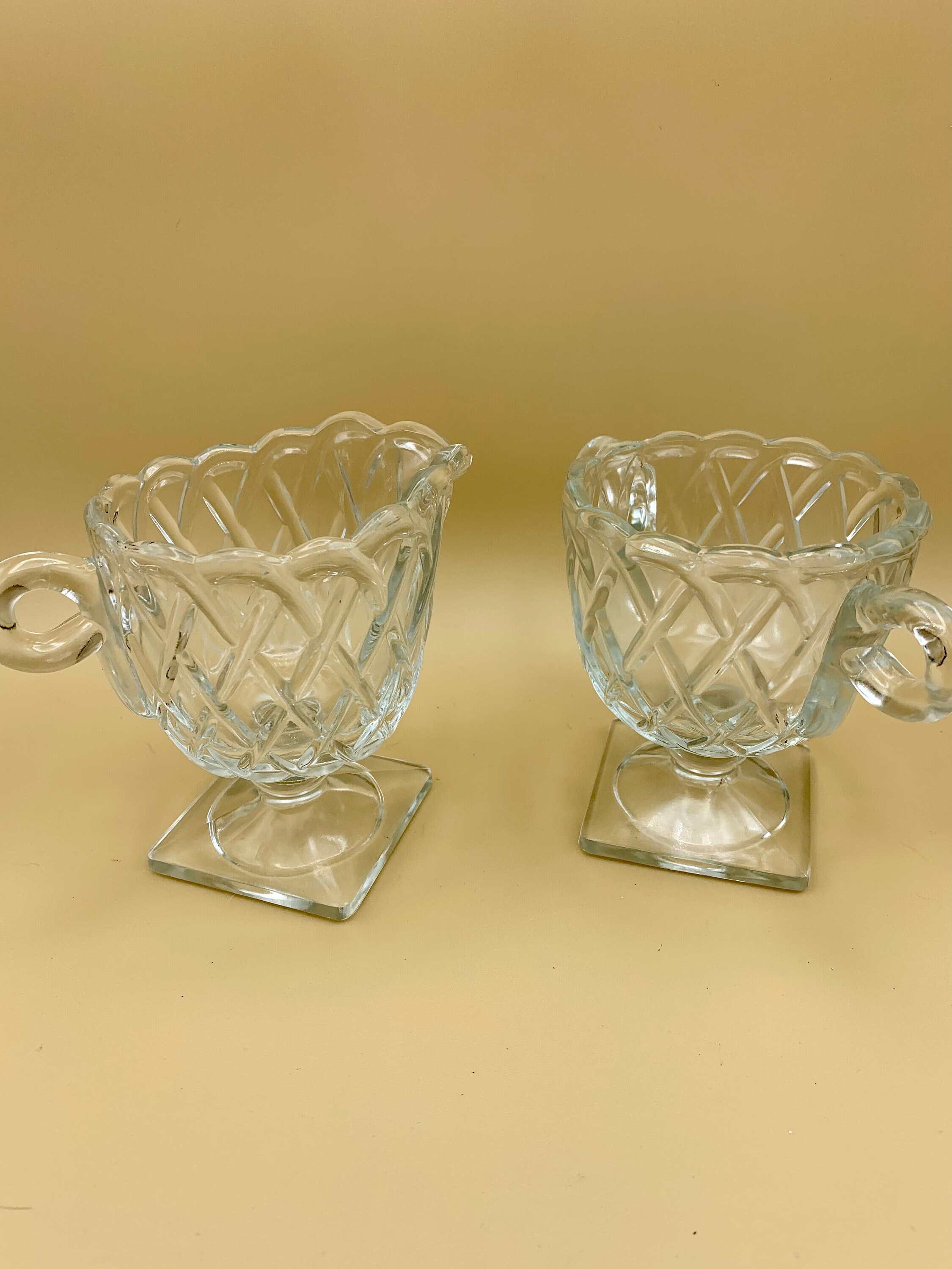 Pretzel Pattern Indiana Glass Clear Glass Pressed Glass Square Footed ...
