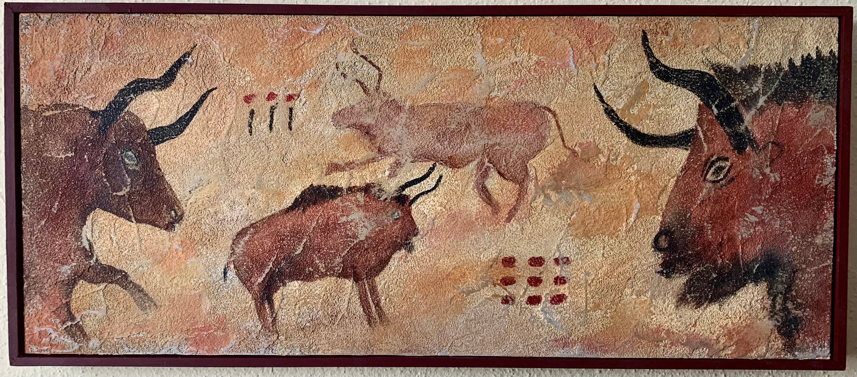 Bulls & Bison, Inspired by Prehistoric Cave Art 12x28, Framed - Etsy