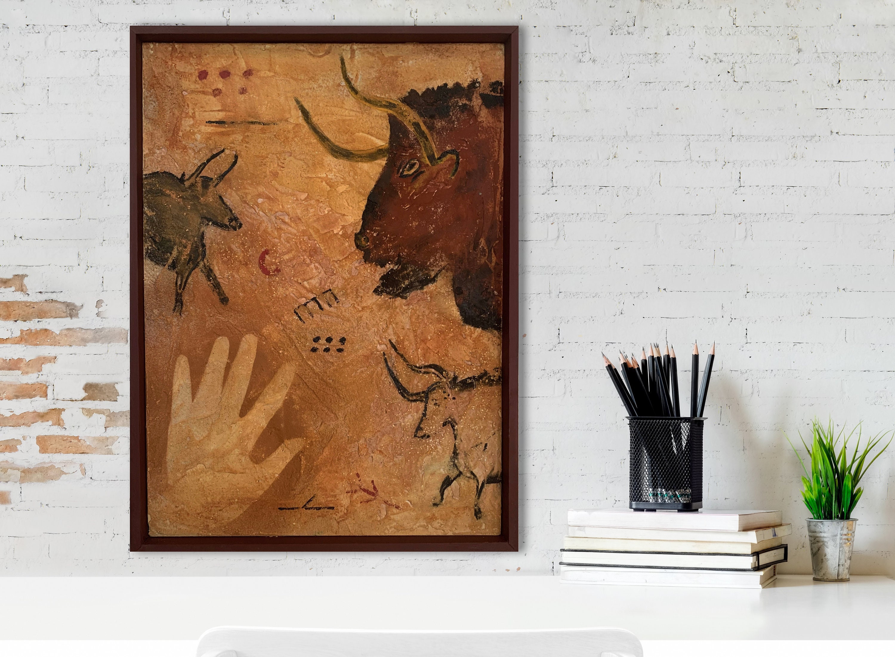 Bull, Inspired by Prehistoric Cave Art 15x21, Framed - Etsy