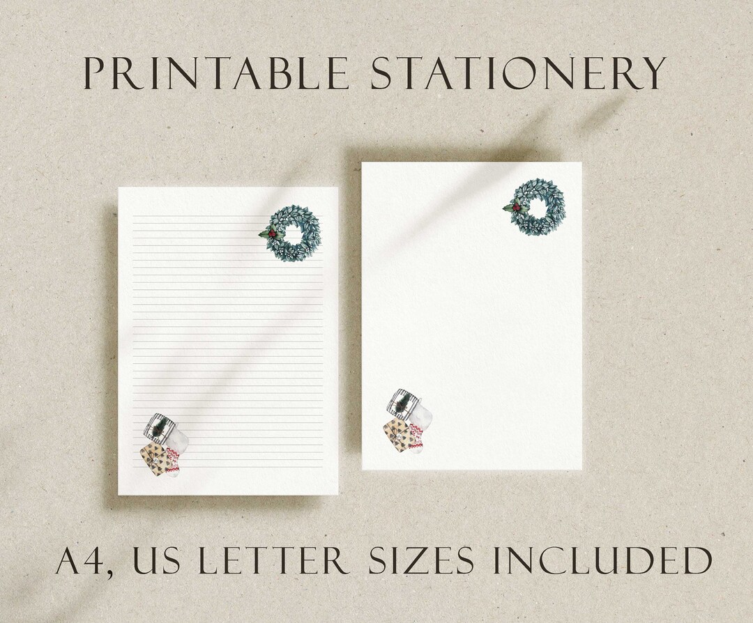 Downloadable Christmas Letter Writing Paper, Holiday Gifts Lined and ...