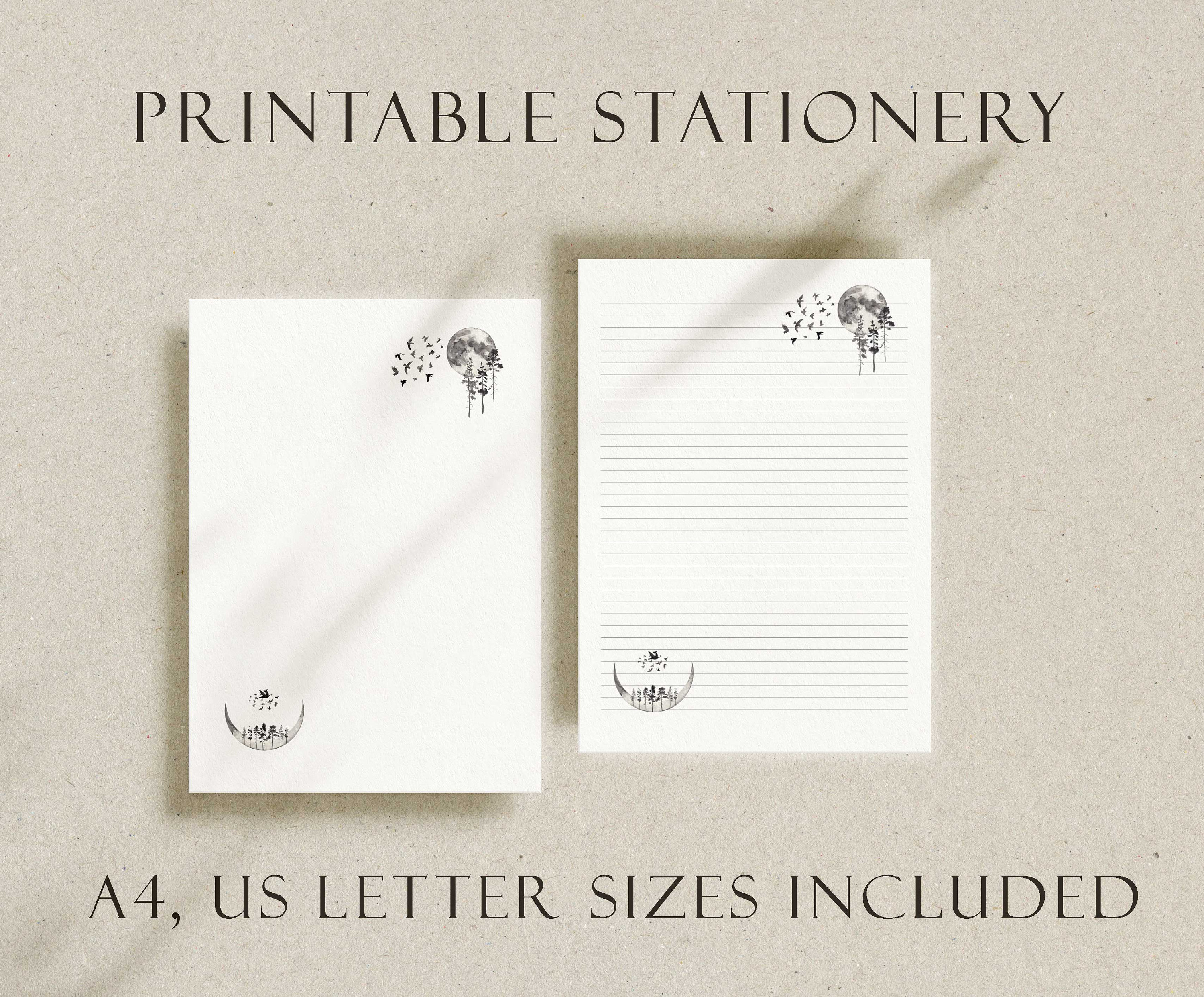 Downloadable Mystical Forest Letter Writing Paper, Lined and Blank ...