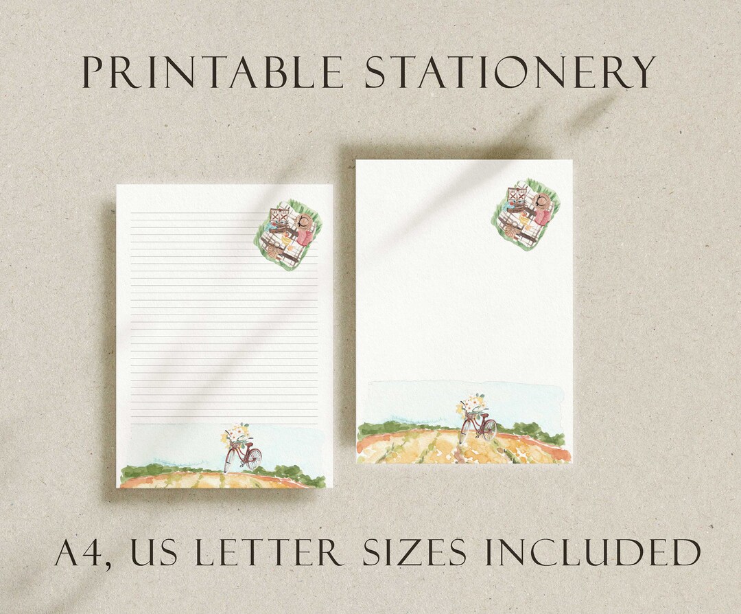Printable Picnic Theme Illustration Letter Writing Paper for Stationery ...