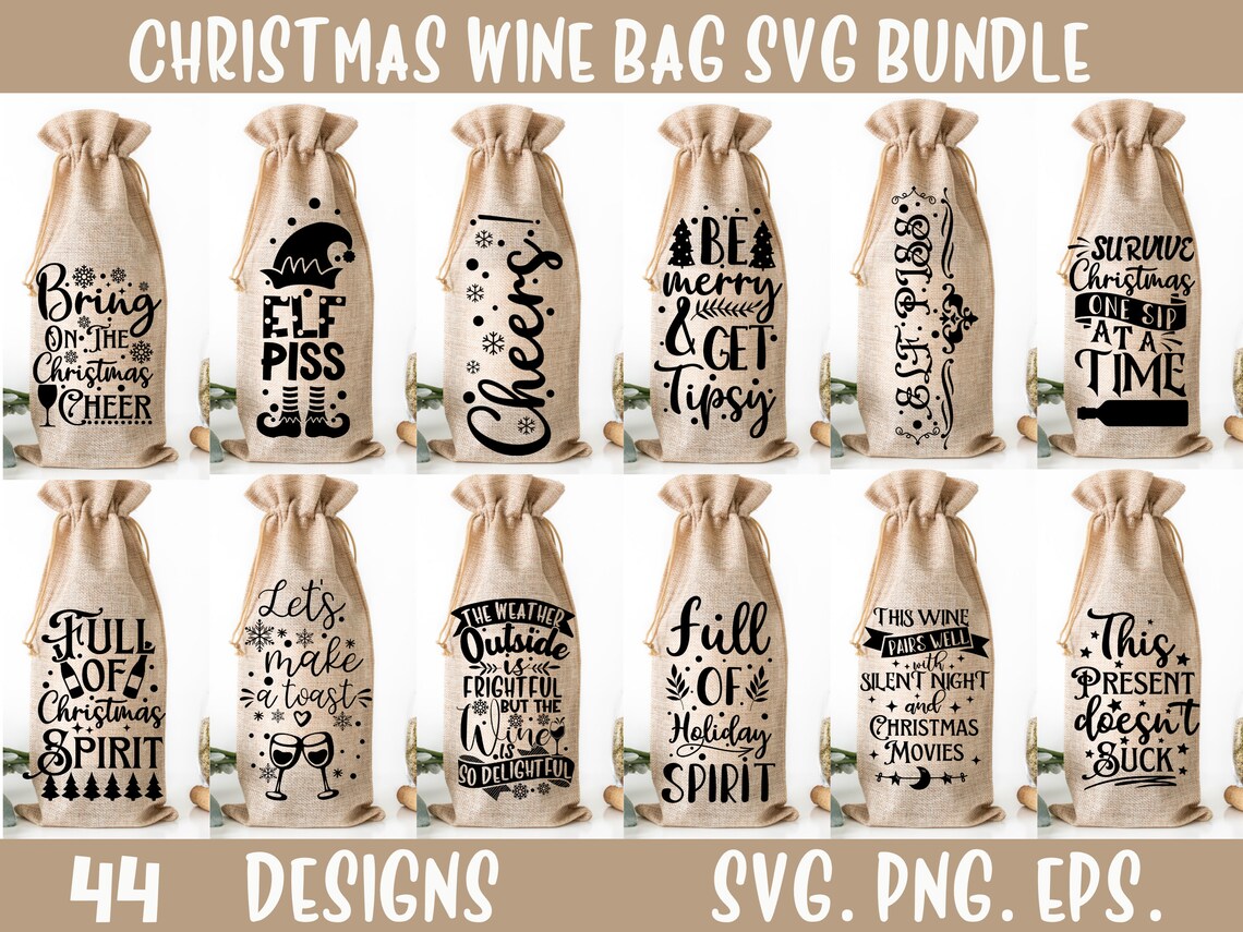 44 Christmas Wine Bag Svg Bundle Png Bundle Christmas Wine Etsy Australia