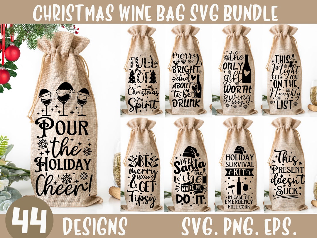 44 Christmas Wine Bag Svg Bundle Png Bundle Christmas Wine Svg Wine