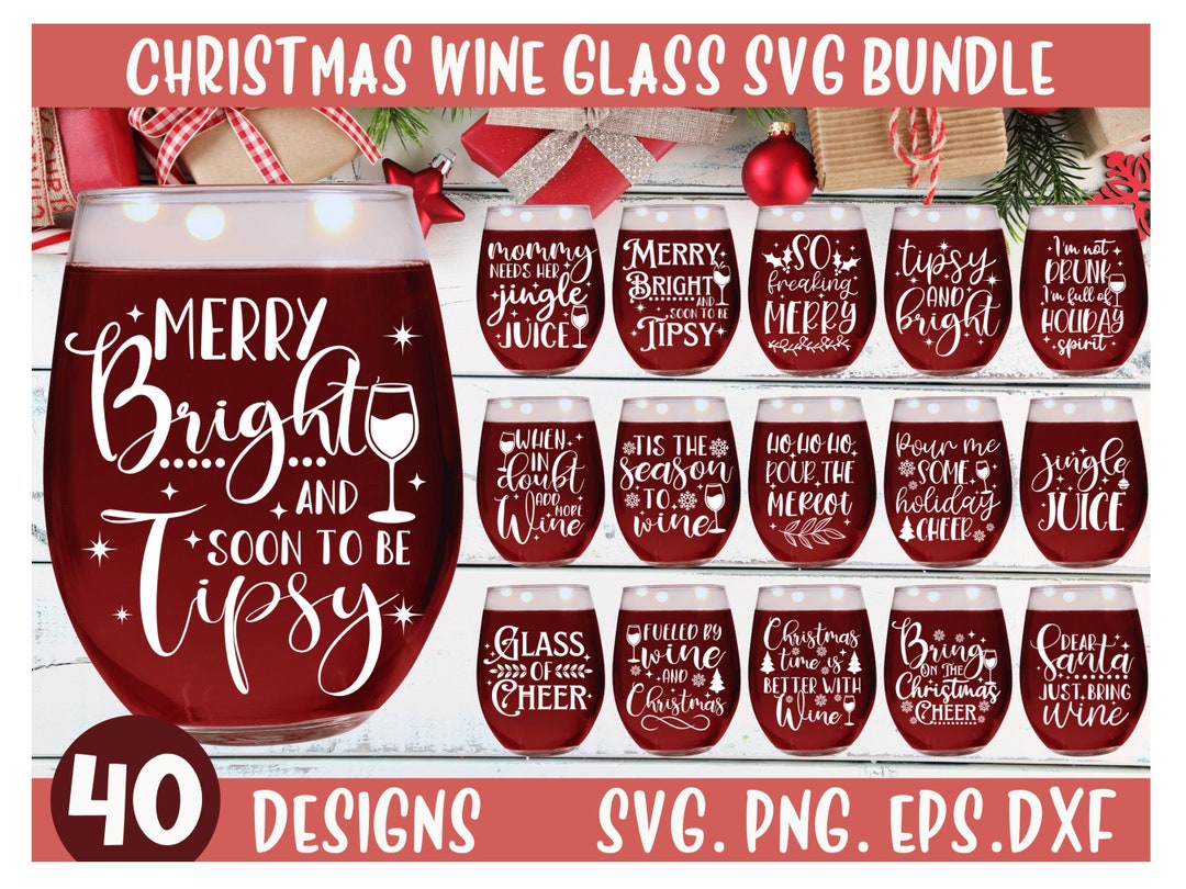 40 Christmas Wine Bundle, Wine SVG Bundle, Christmas Wine SVG Bundle ...