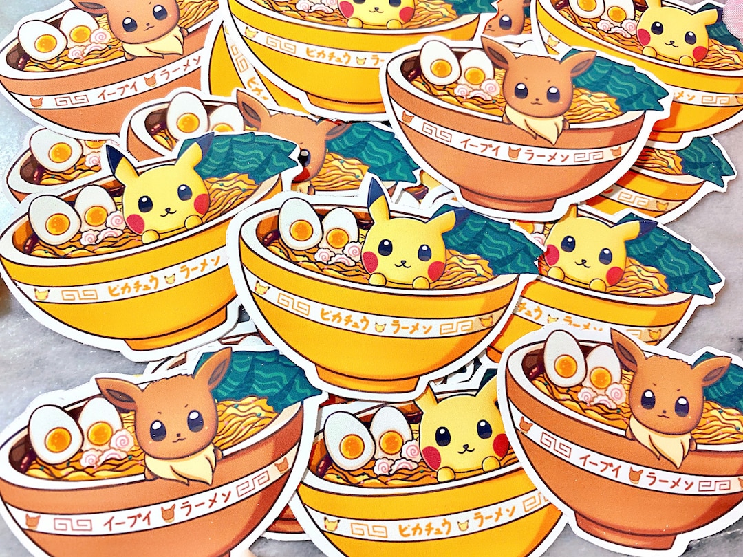 Pokemon Vinyl Matte Food Stickers - Ramen Collection L Pikachu L Eevee ...