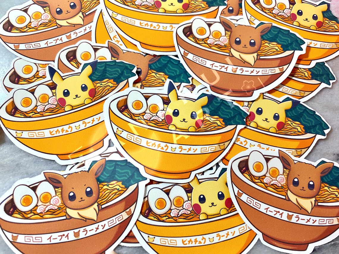Pokemon Vinyl Matte Food Stickers Ramen Collection L Pikachu - Etsy
