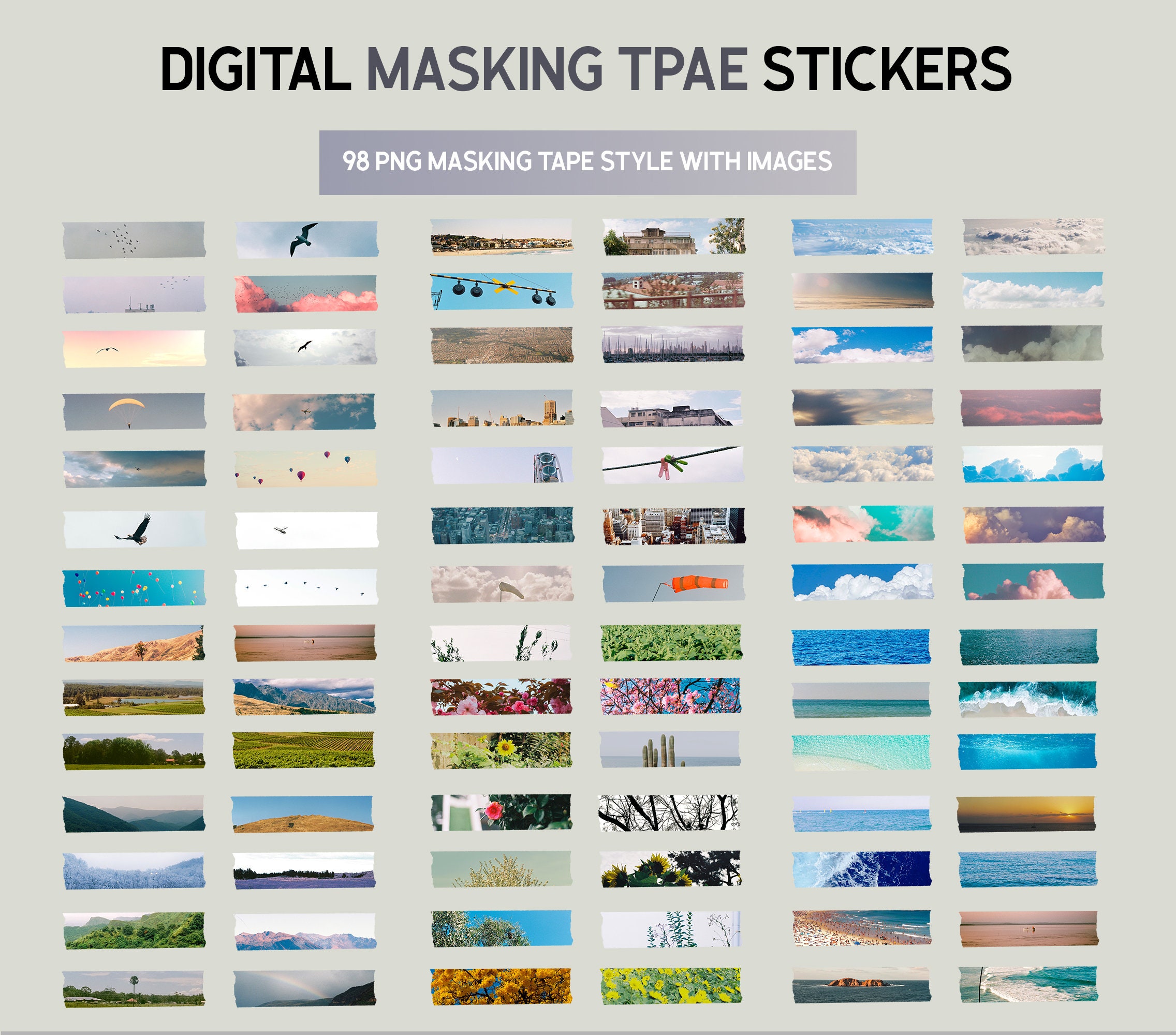 Digital Masking Tape Goodnotes Stickers Digital Planner Stickers Washi ...