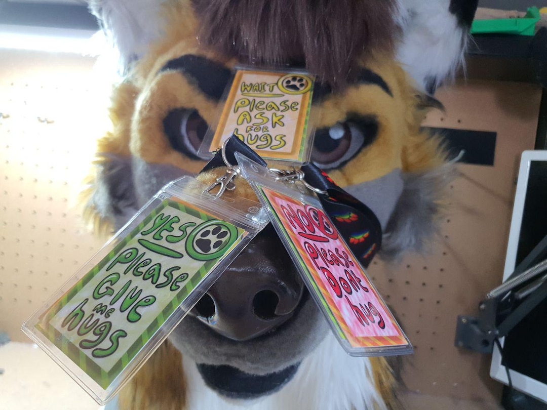 Furry Fursuit Hug Badge Social Signifiers Pack Lanyard Accessory - Etsy ...