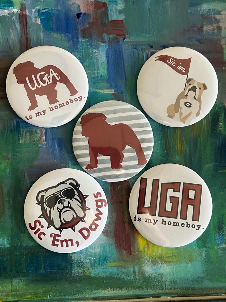 Georgia - "sic ‘em With Pennant” 3" Button - Etsy