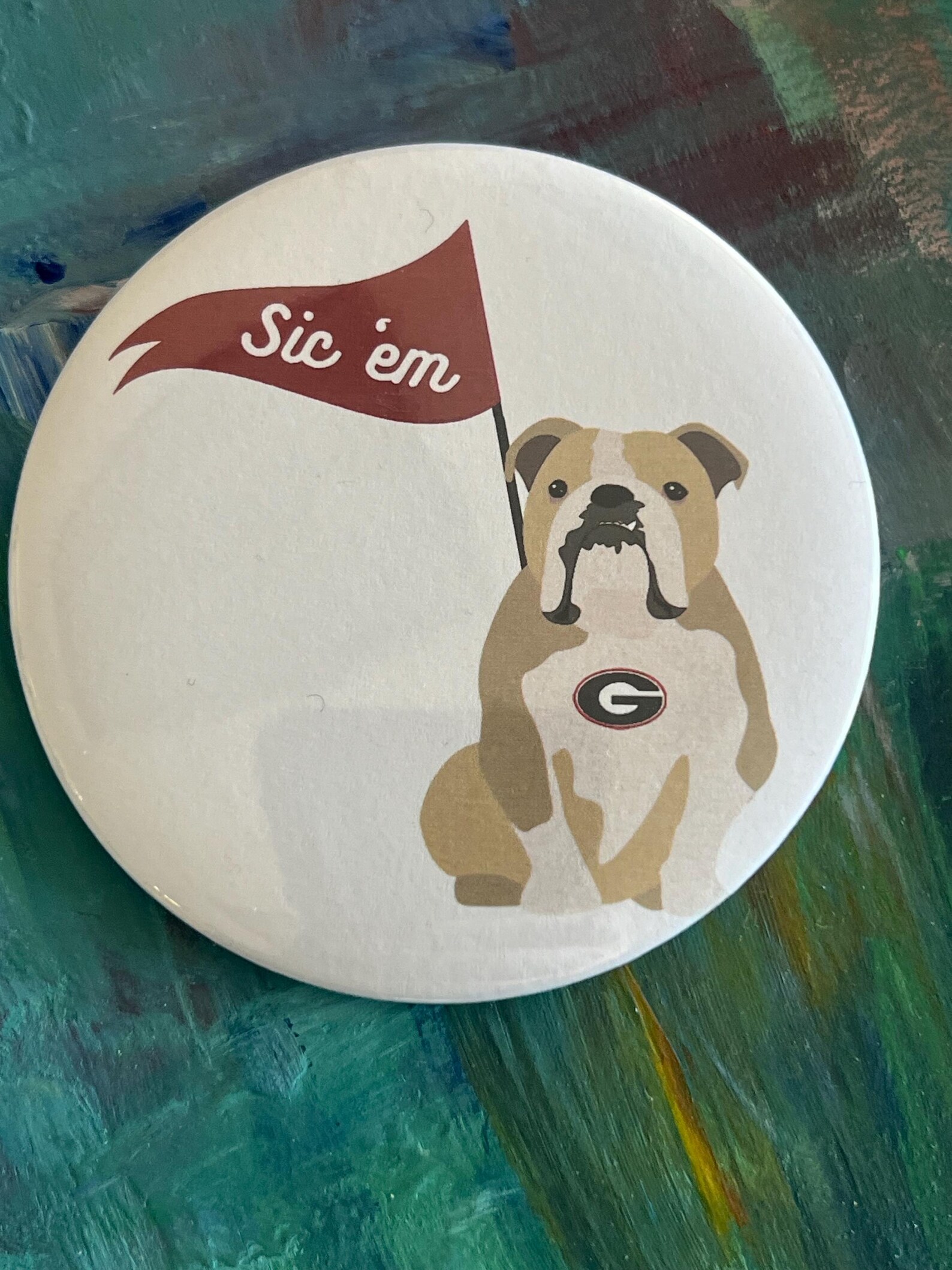 Georgia - "sic ‘em With Pennant” 3" Button - Etsy