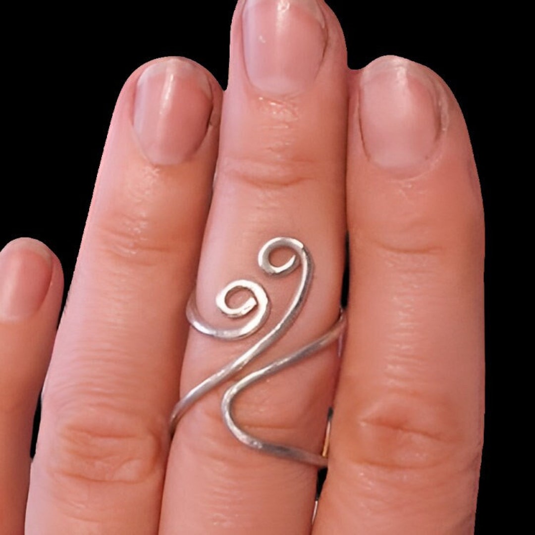 Double Swirl Finger Splint Ring for Arthritis, Silver and Brass Ring ...