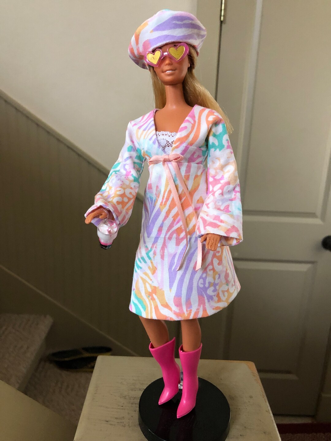 MOD for Vintage & Repro Barbie Tnt Groovy Pink Print Empire Dress W ...