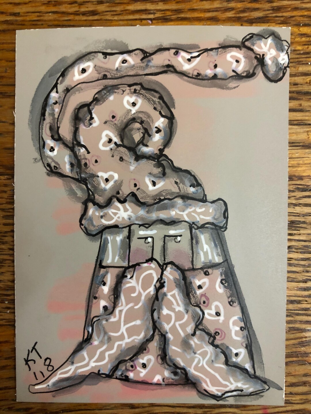 Paint Chip Santa- Folk Art Santa on a Paint Chip, Browns and Pinks ...