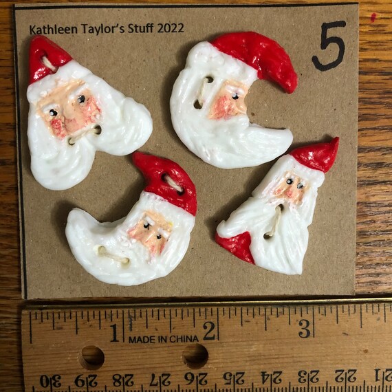 Hand Sculpted Hand Molded Resin Buttons Santas Set of 4 Set - Etsy