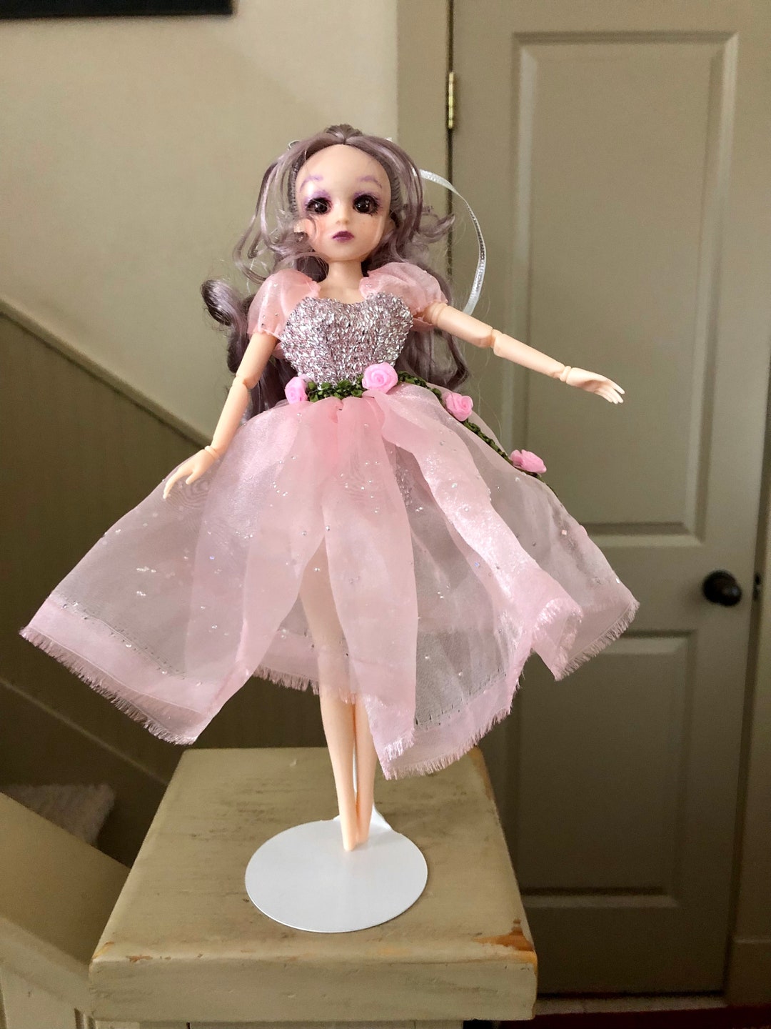 OOAK 12" BJD Haunted Ballerina- Enhanced Face Paint, Handsewn Pink and ...