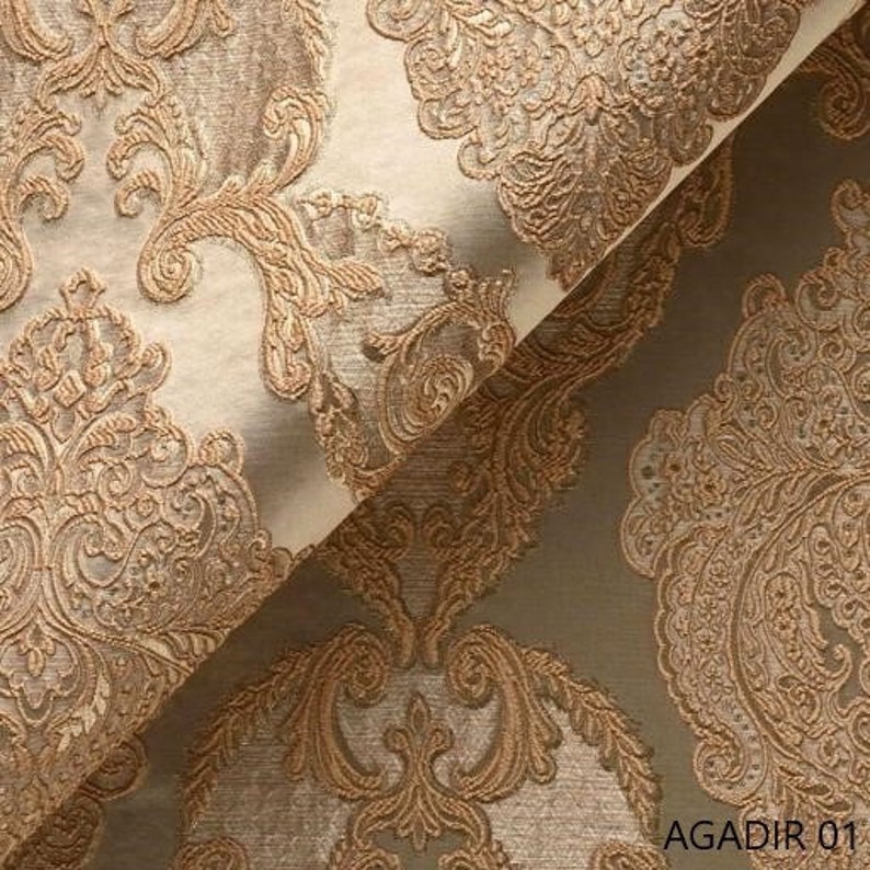 Agadir Design Damask Patterned Jaquard Upholstery Fabric for Furniture ...