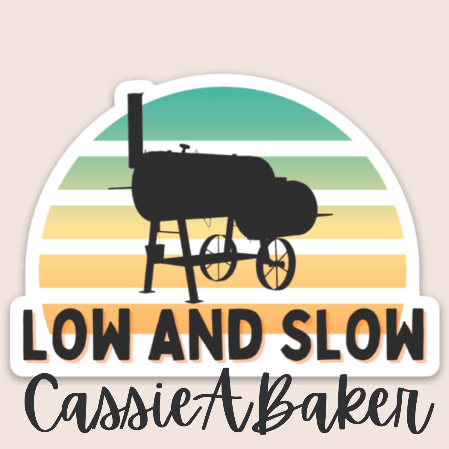 Barbecue Smoker Lovers Sticker Low and Slow - Etsy