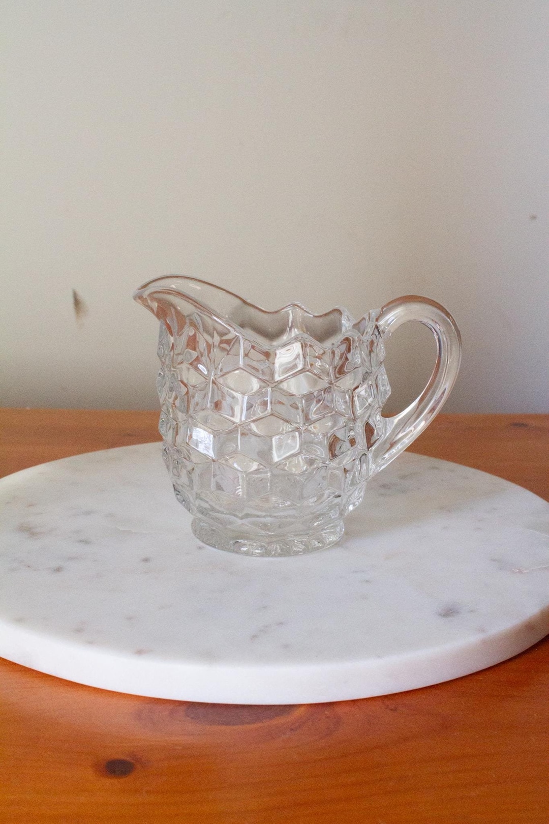 Vintage Crystal Glass Pitcher Small Elegant Cut Glass Water Jug ...