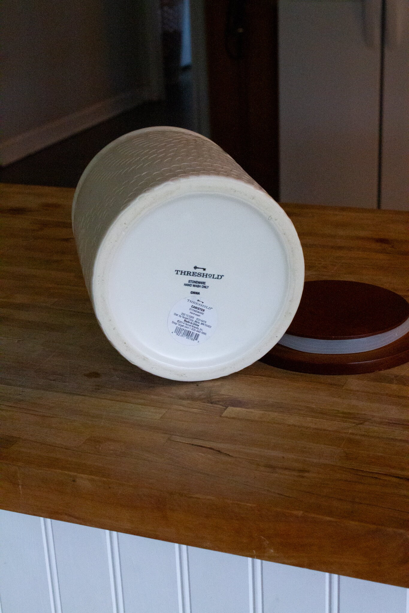 Threshold Ceramic Canister White Storage Container Embossed Leaf ...