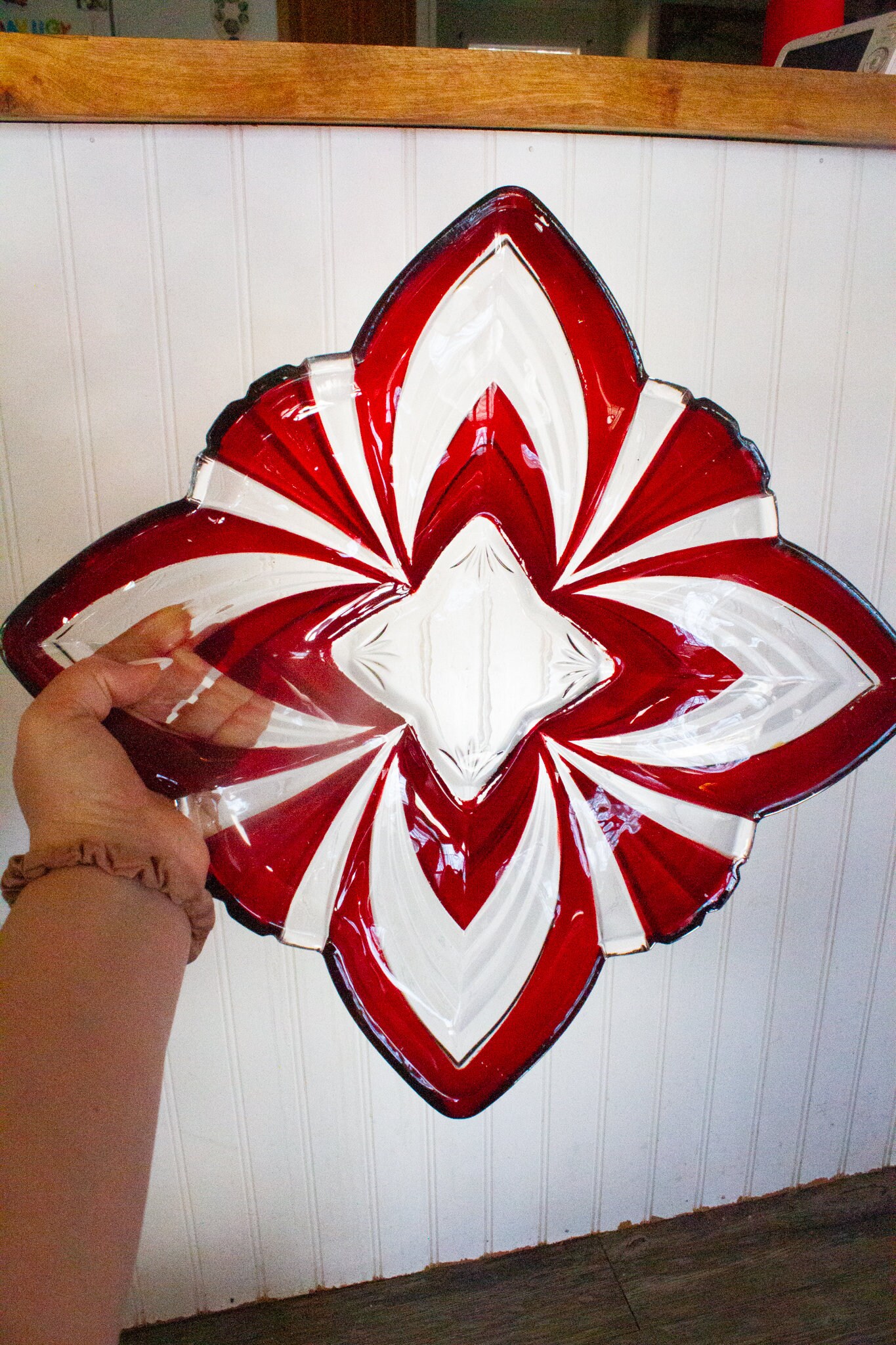 Vintage Eclectic Ruby Red Plate Fifth Avenue Aurora Crystal Pedestal ...