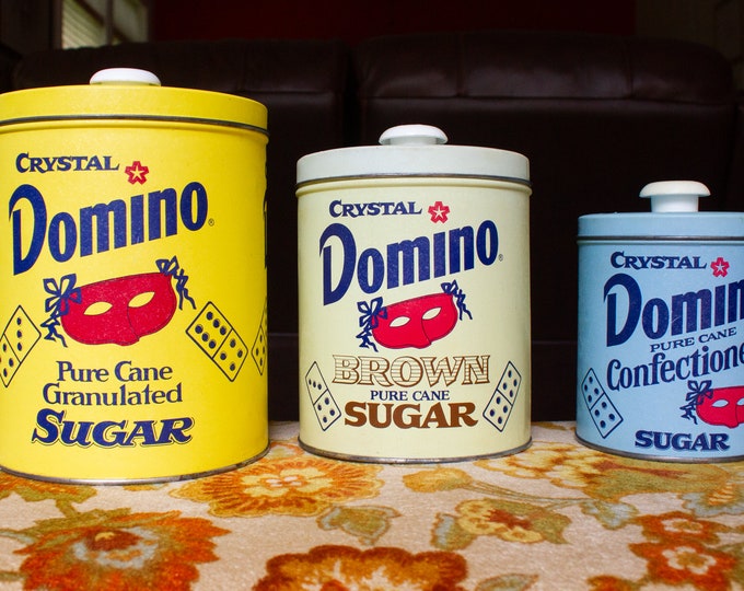 Vintage Domino Sugar Canister Set, Nested Sugar Tins, Vintage 80's ...