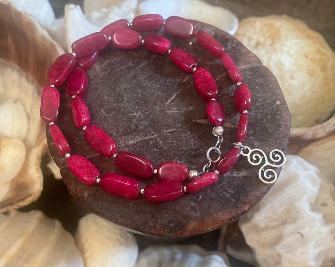 Red Jade Celtic Bead Necklace and Bracelet Set - Etsy