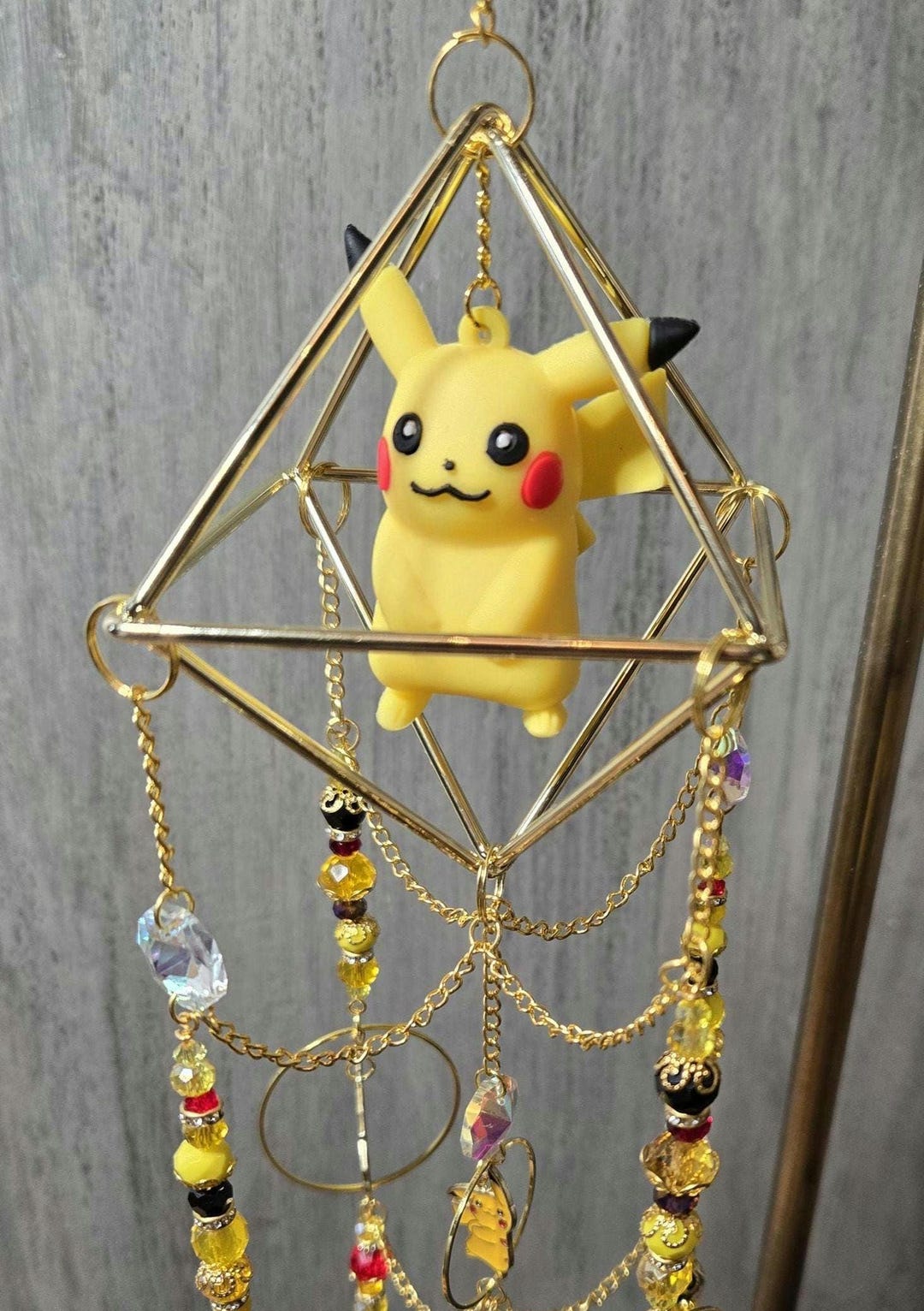 Pikachu Geometric Shape Suncatcher With Glass Beads and 30mm Amber ...