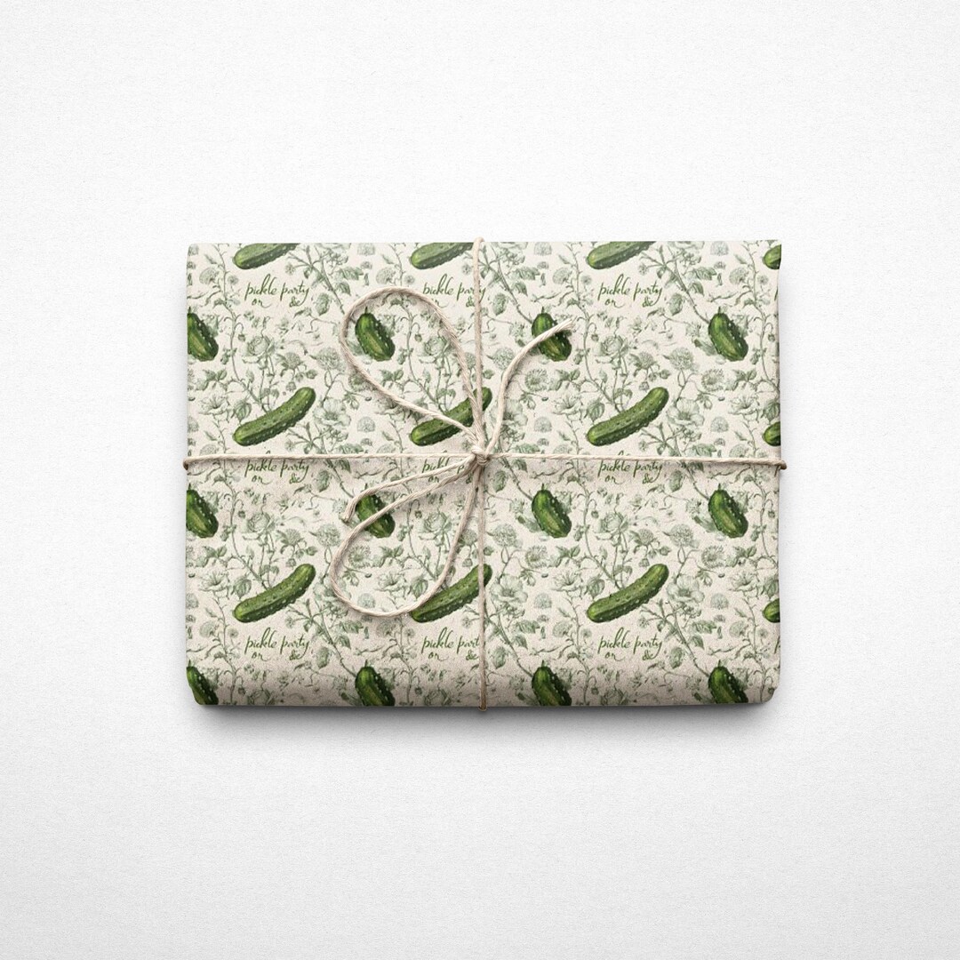 Pickle Party or Die Green Pickle Wrapping Paper Pickle-themed Toile ...
