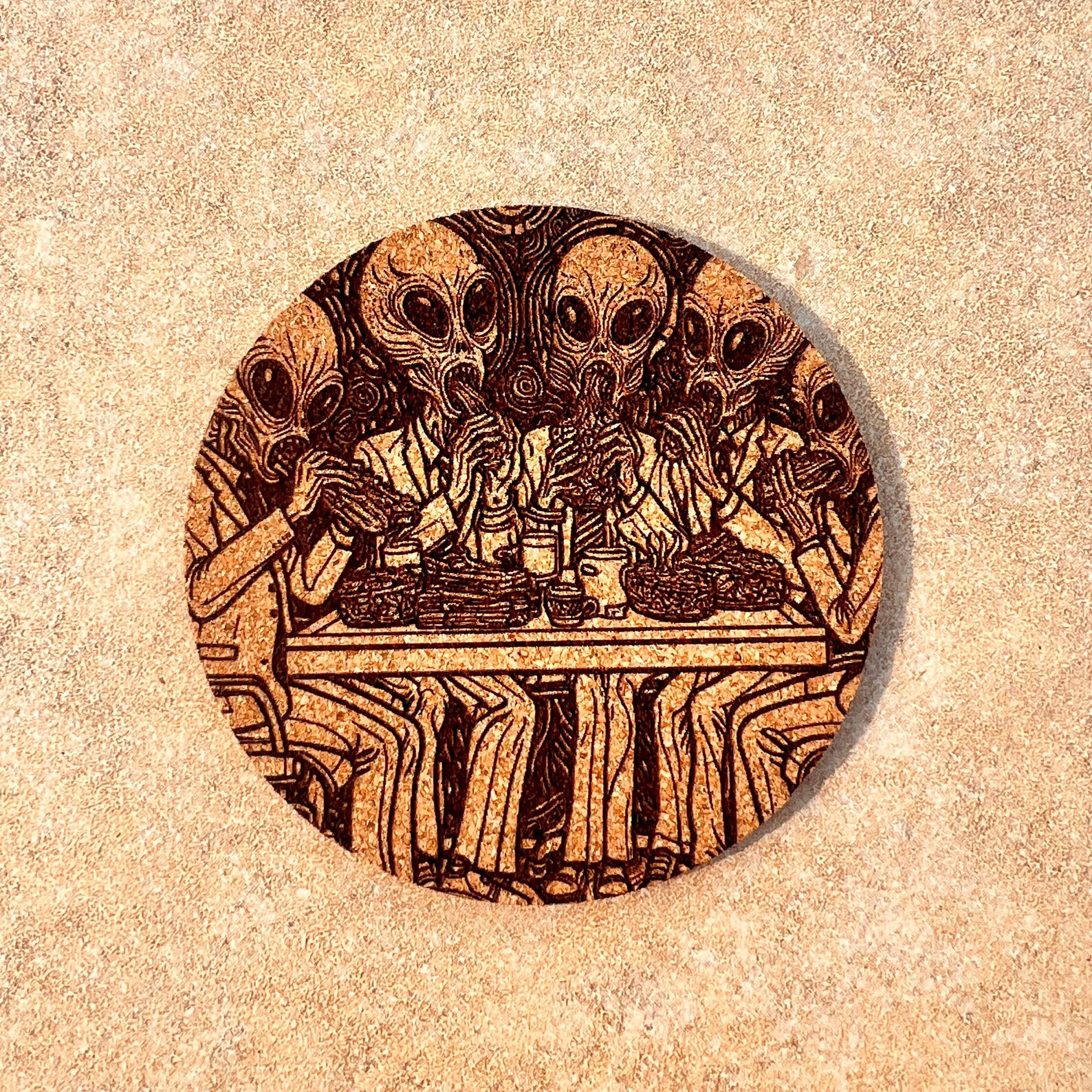 Laser Engraved Alien Cork Material Drink Coasters set of 4 - Etsy