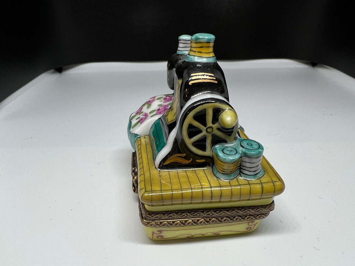 Limoges French Porcelain AL Trinket Box Sewing Machine Limited Edition ...