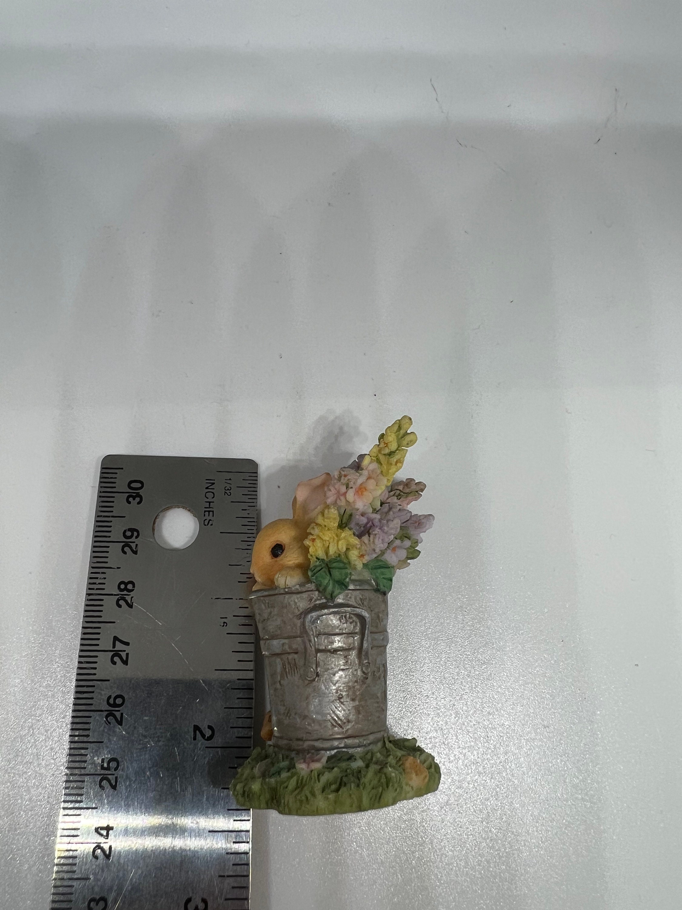 Vintage Rabbit in Bucket Figurine - Etsy