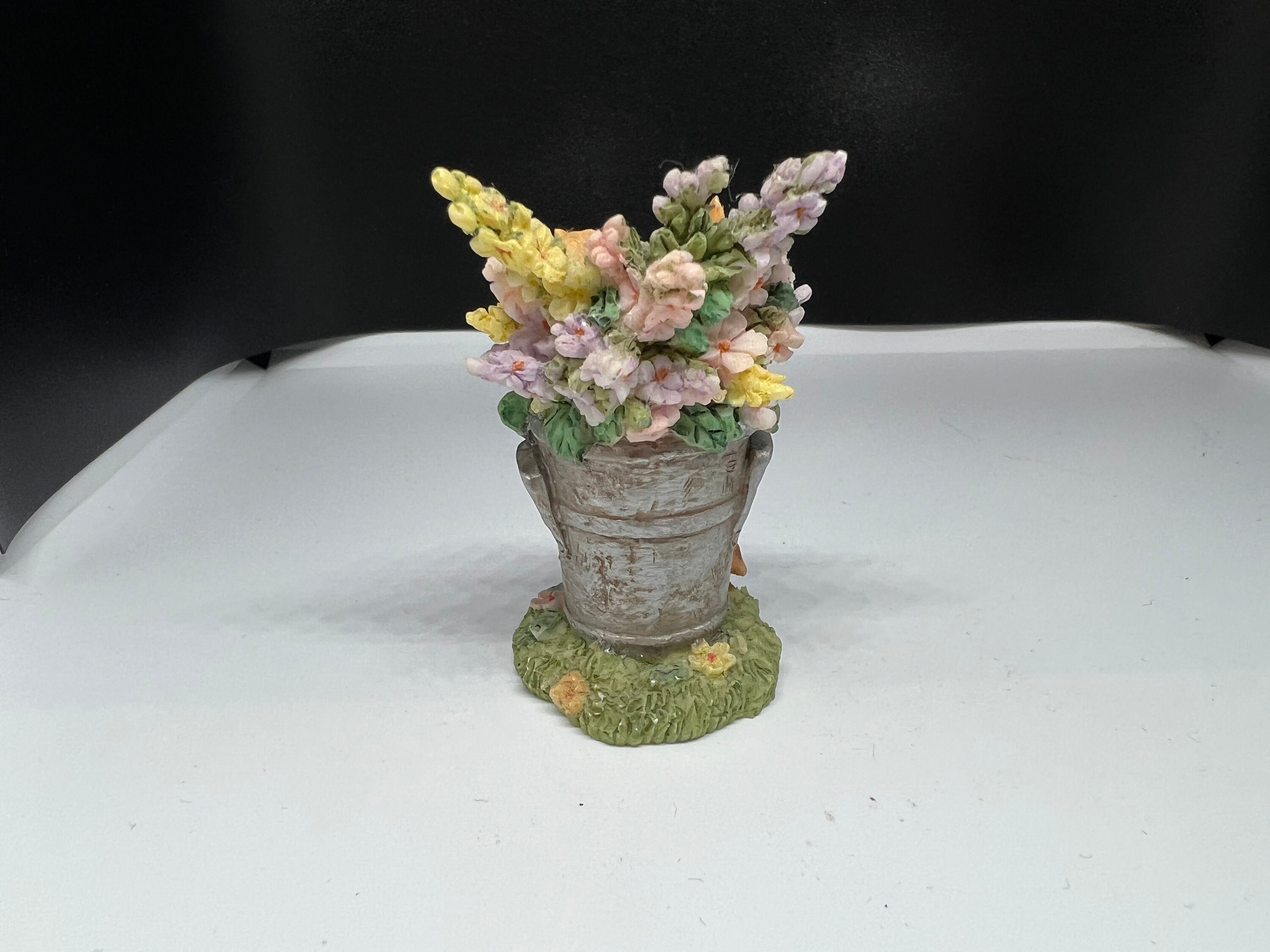 Vintage Rabbit in Bucket Figurine - Etsy