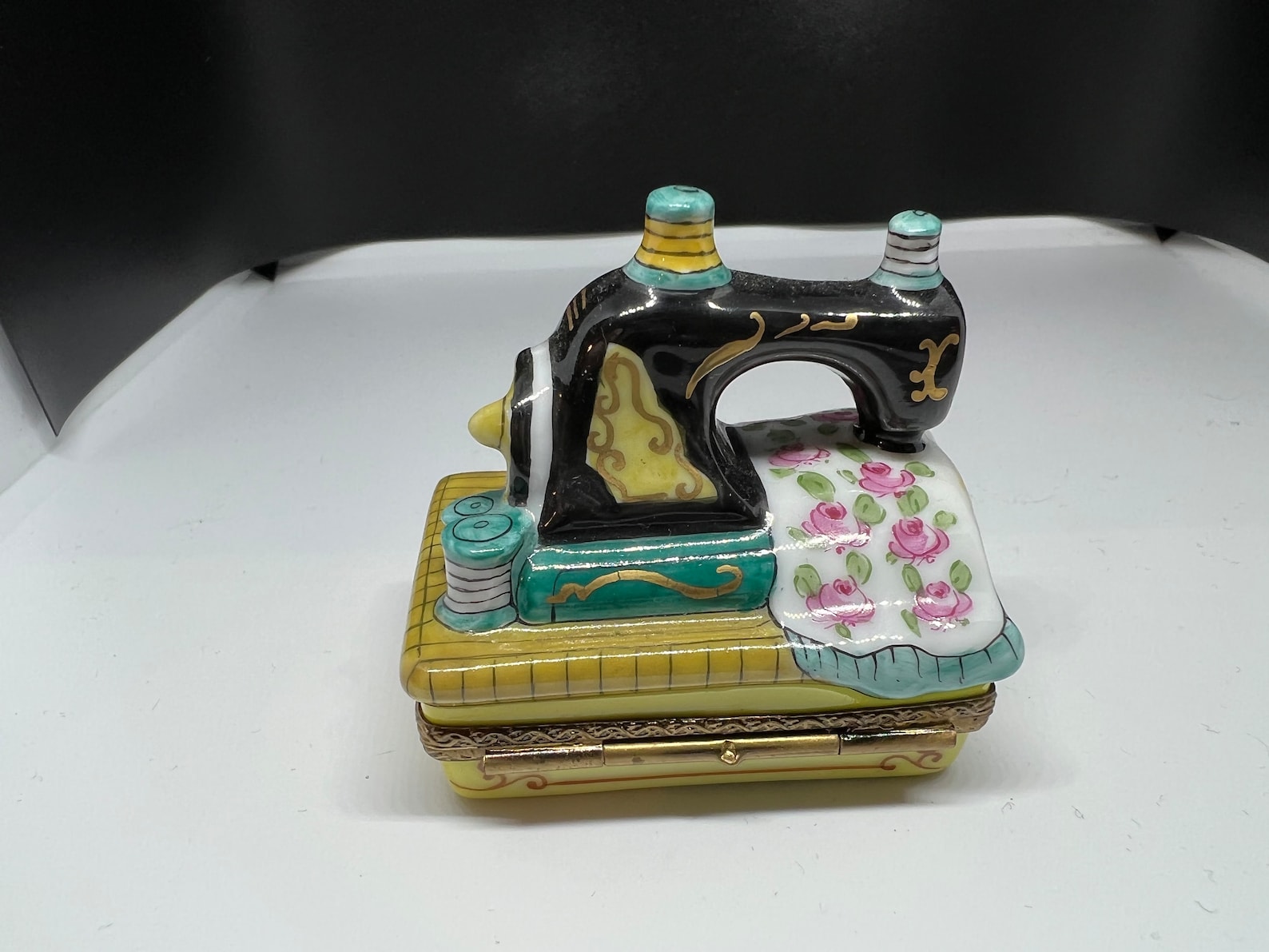 Limoges French Porcelain AL Trinket Box Sewing Machine Limited Edition ...