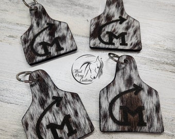 Custom Branded Cowhide Keychain Cow Tag, Cattle Tag, Western, Rodeo ...