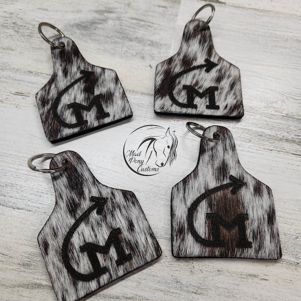 Cow Tag Keychain - Etsy