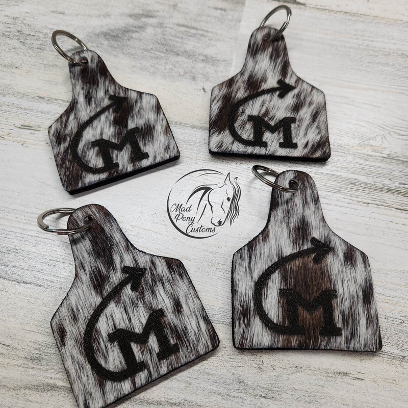 Cow Tag Keychain - Etsy