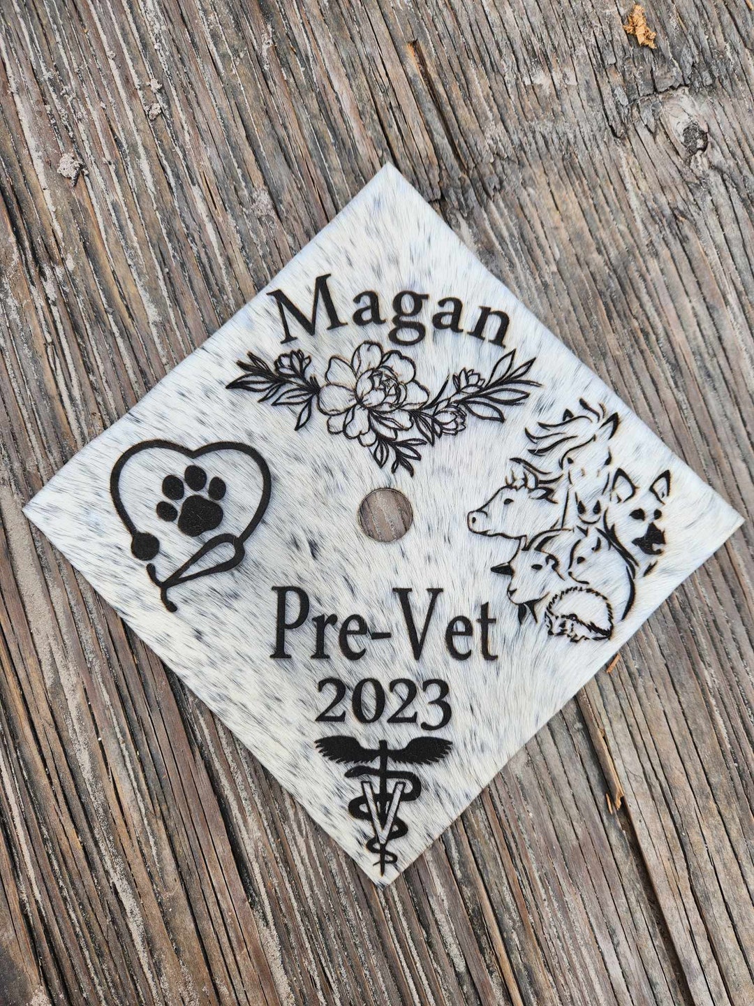 Cowhide Grad Cap Topper - Etsy