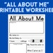 Printable "all About Me" Worksheet - First Day of School, Second Grade ...